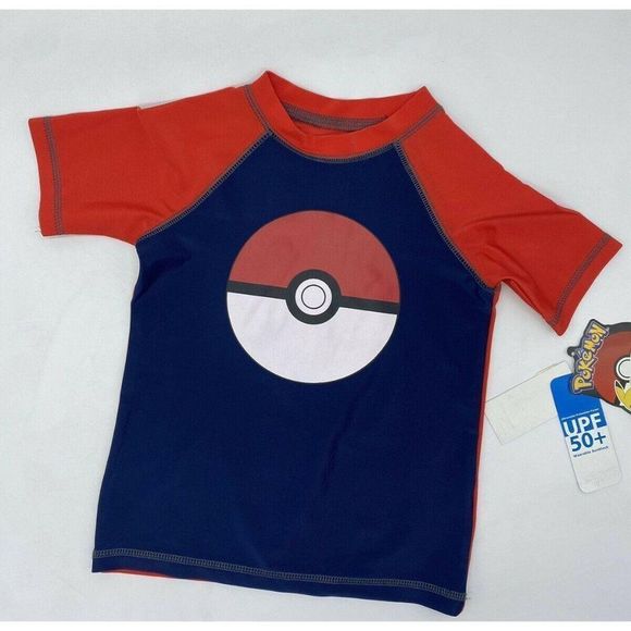 Pokemon | Swim | Pokemonboys Youth Rash Guard Bluered Pokeball Up ...